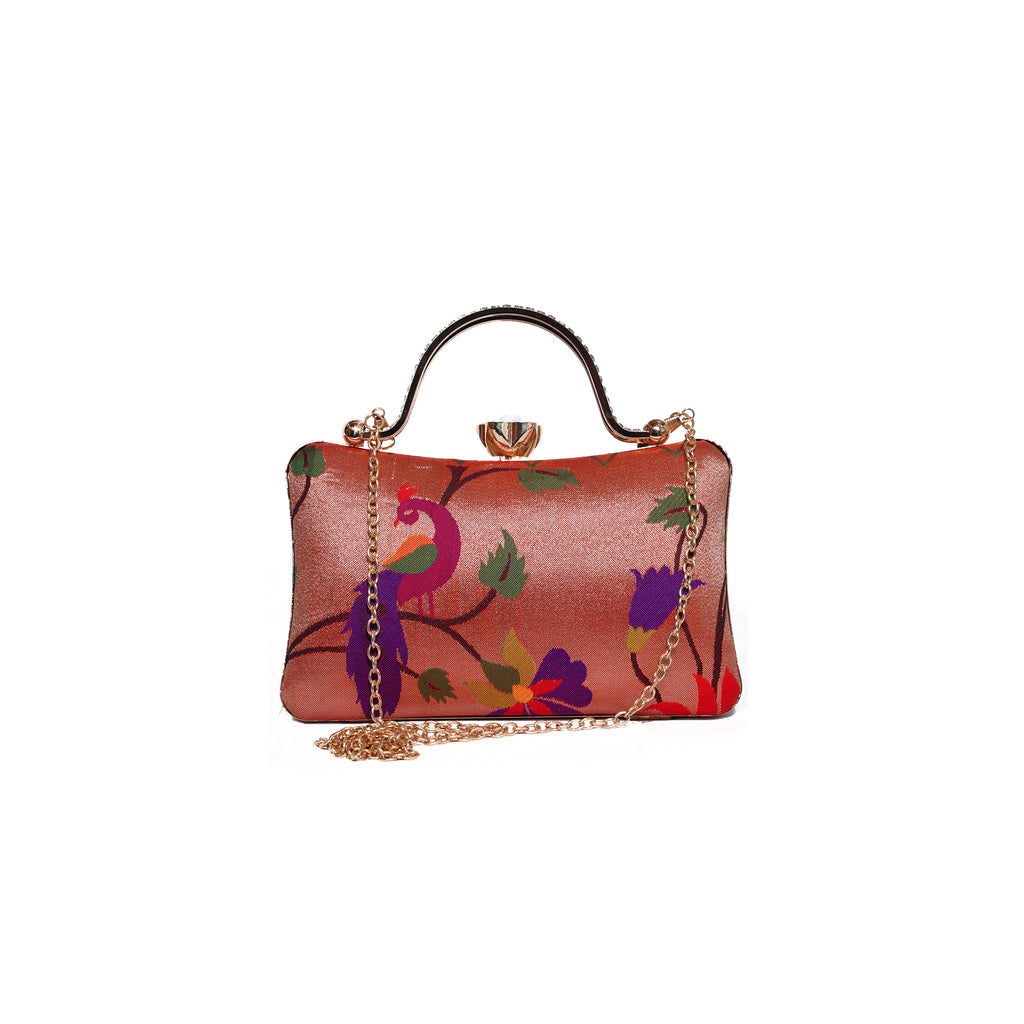 Paithani All Over Design Frame Clutch 1 – Dhana's Paithani