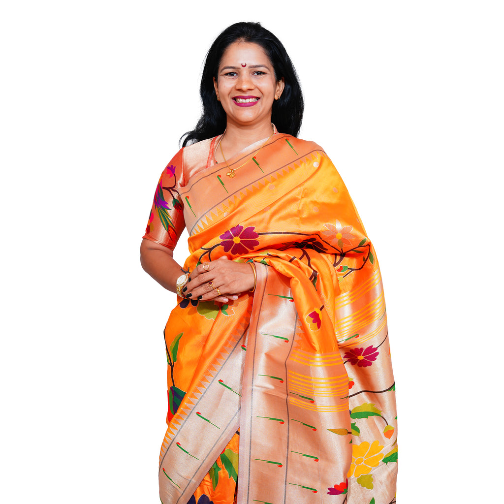 Karishma - Orange – Dhana's Paithani