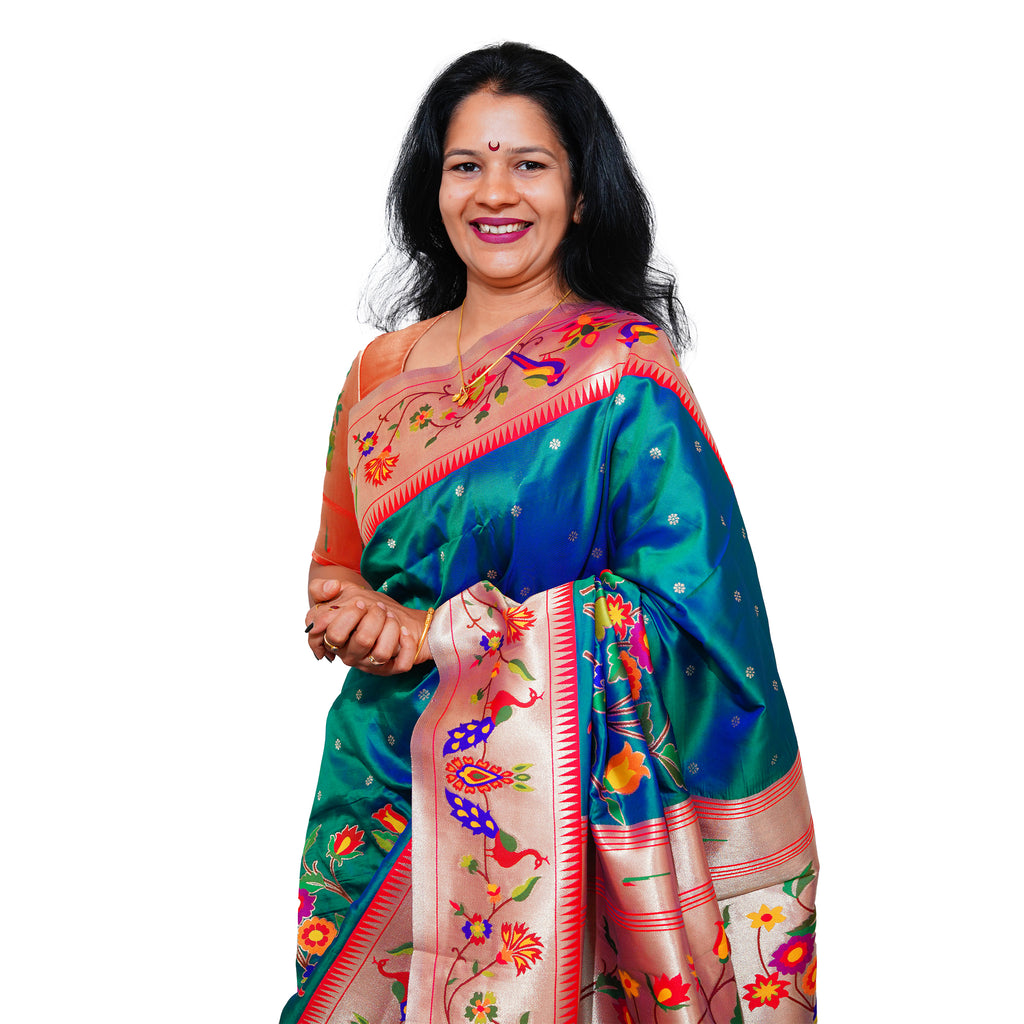 Flower Skirt Border - Mor Kanthi – Dhana's Paithani