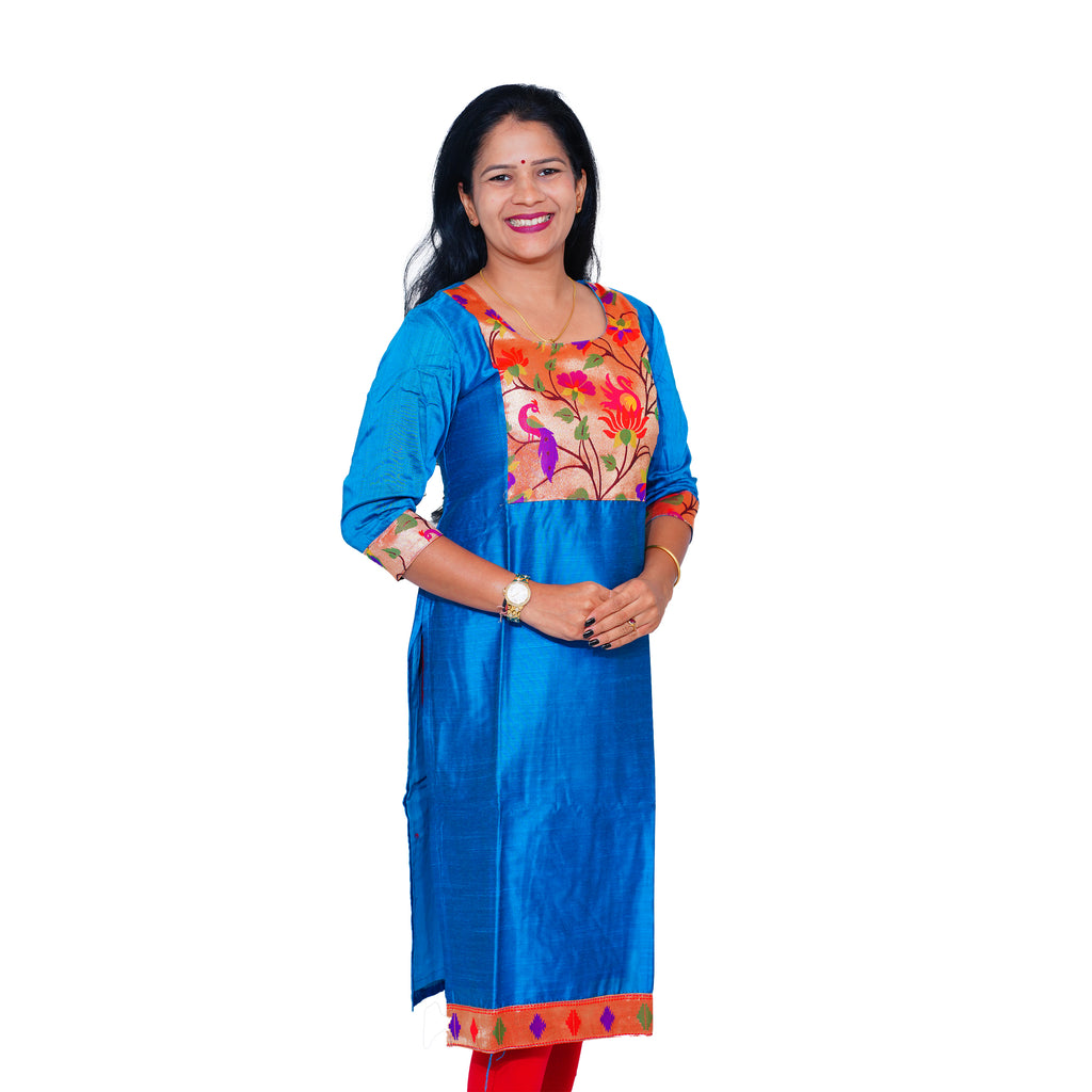 Ladies Paithani Kurti - Mor Kanthi – Dhana's Paithani