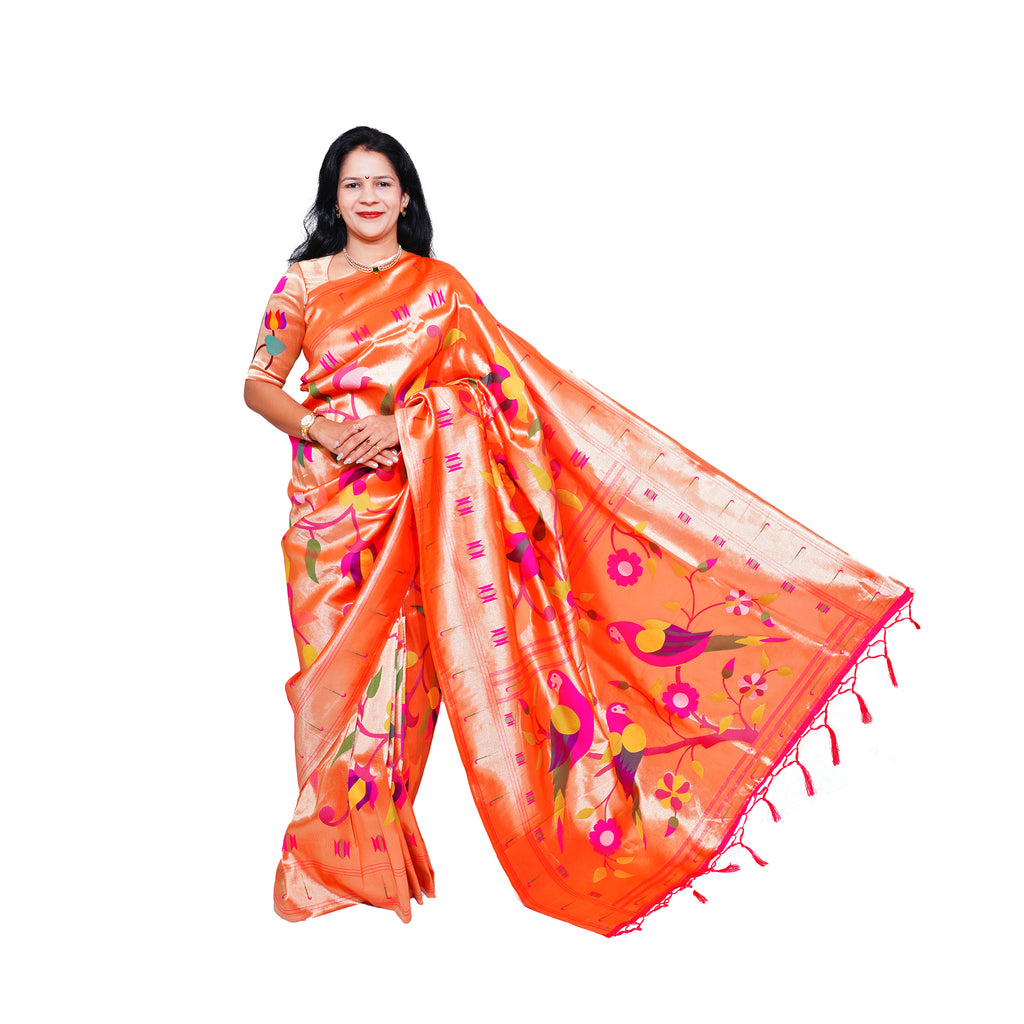 All Over Muniya Border Saree - Pink – Dhana's Paithani