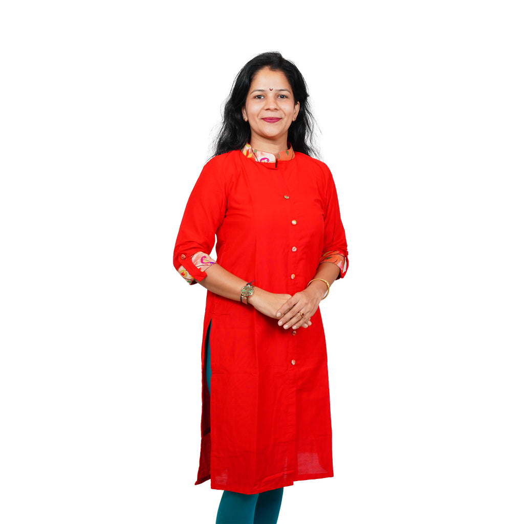 Ganpati Special Kurti - Red – Dhana's Paithani