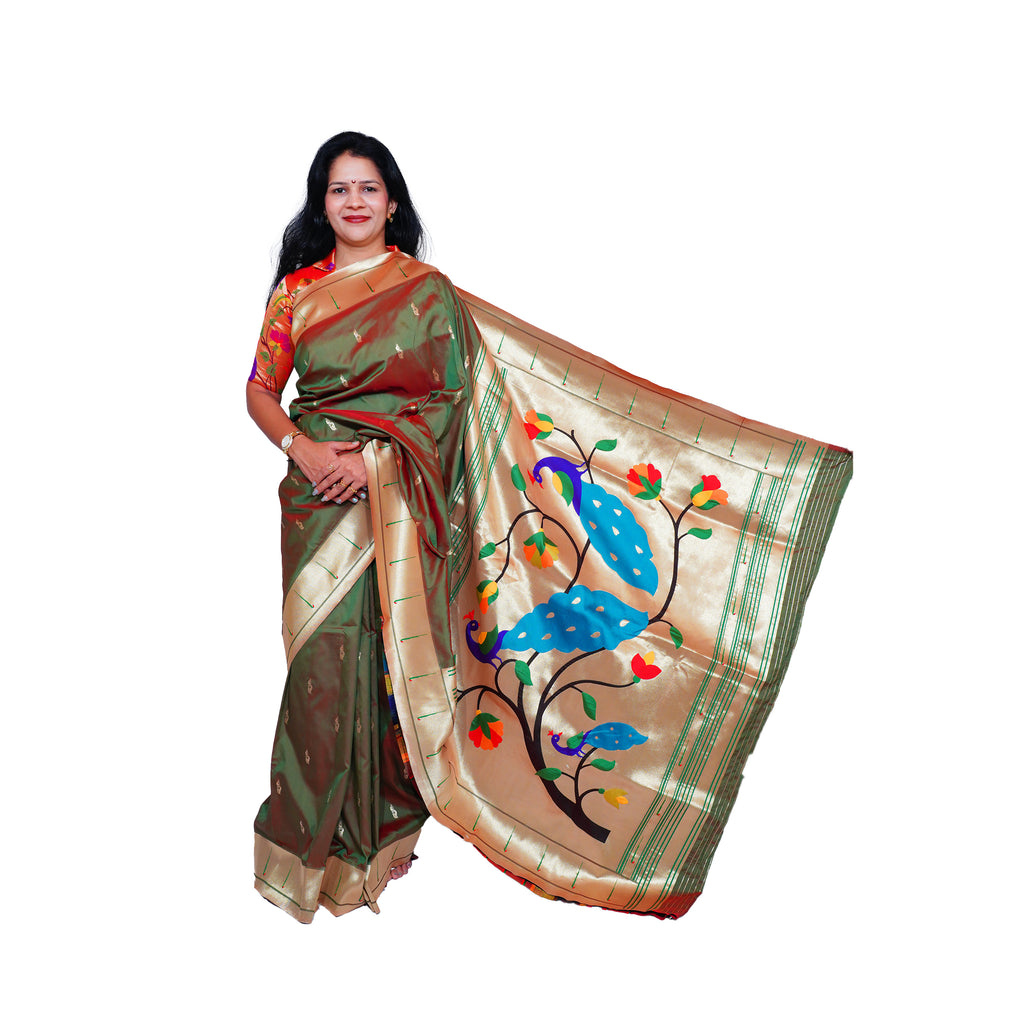 Sundari - Dhoop Chav (Red-Green) – Dhana's Paithani
